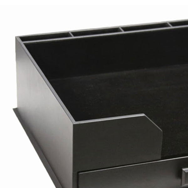 Black Leather Deluxe 17" x 14" Conference Pad & Coaster Holder ...