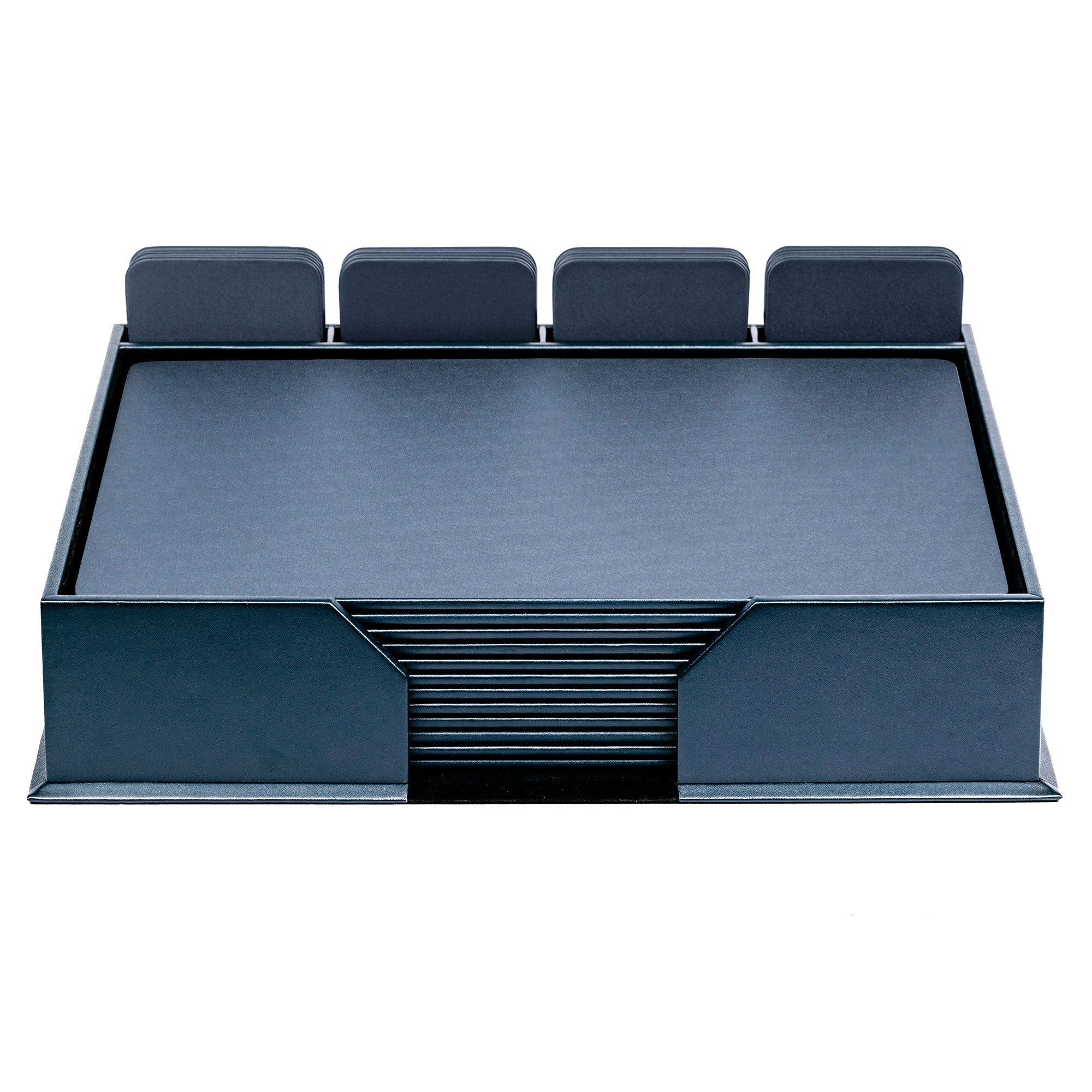 12 Seat Navy Blue Leatherette Conference Room Set w/ Square Coasters ...